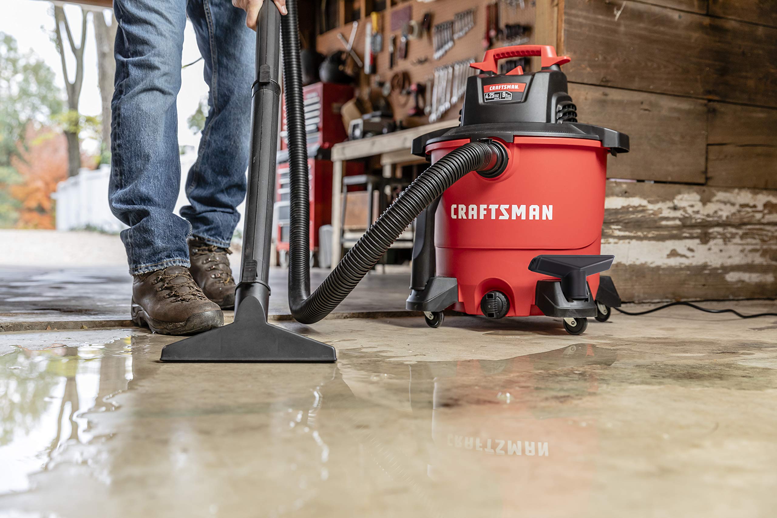 CRAFTSMAN CMXEVBE17590 9 Gallon 4.25 Peak HP Wet/Dry Vac, General Purpose Portable Shop Vacuum with Attachments