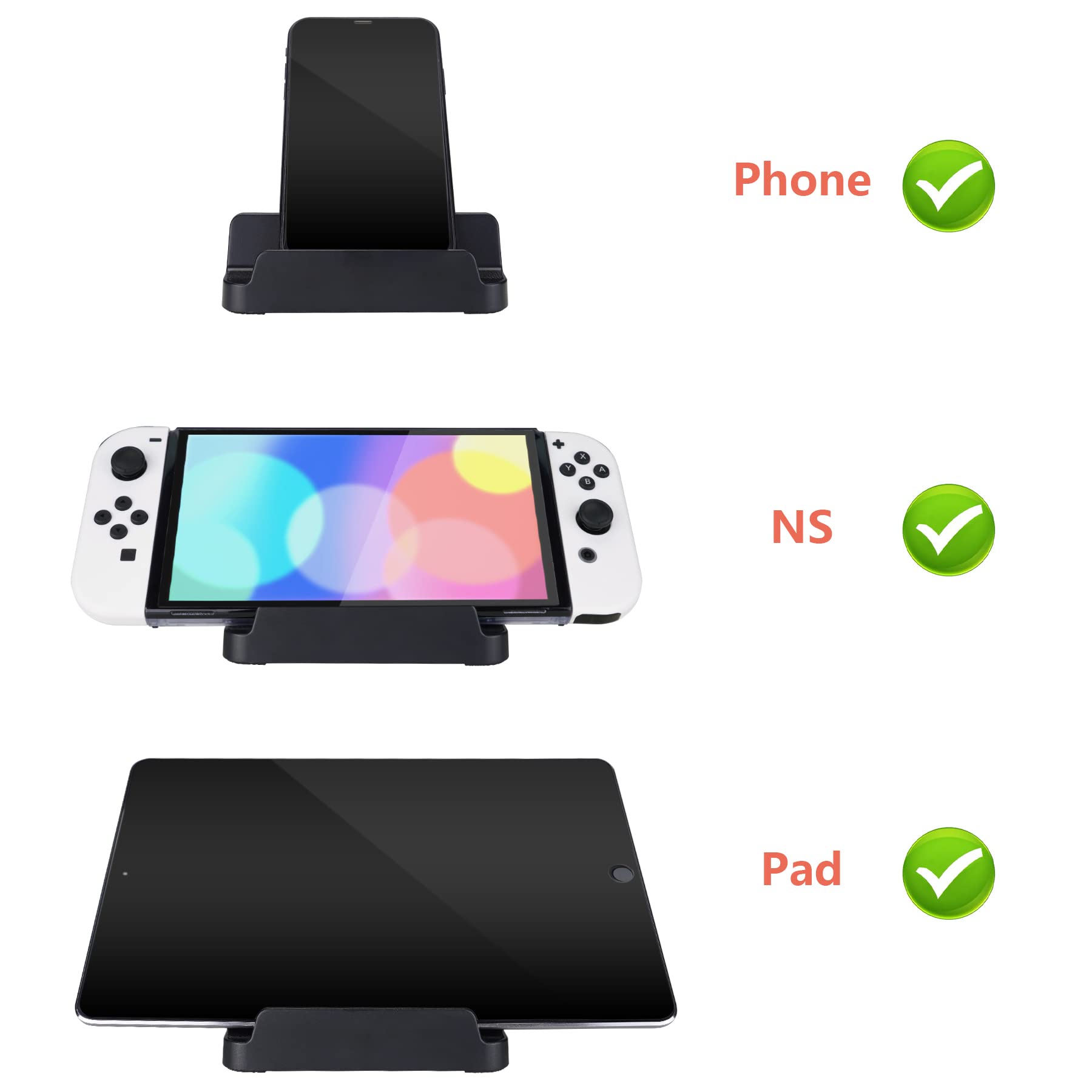 BURSTNINJA Portable Stand Base for Steam Deck, Display Stand for Steam Deck Handheld Gaming PC, Playstand Switch Holder with Anti-Slip Pad - Black
