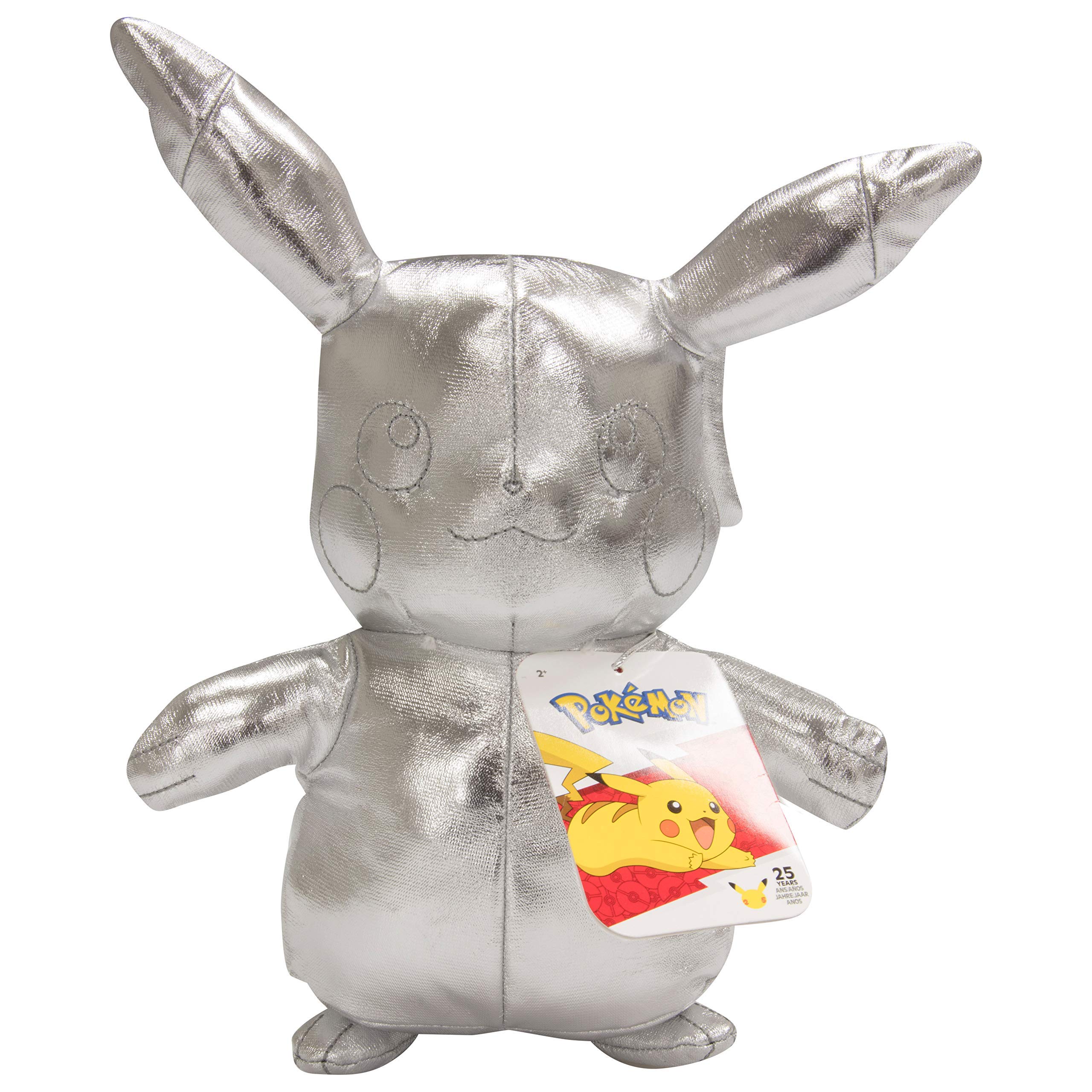 Pokémon 8" Silver Pikachu 25th Anniversary Plush - Officially Licensed - Quality & Soft Stuffed Animal Toy - Limited Edition - Collectible Stuffed Animal Toy - Great Gift for Kids, Boys, Girls