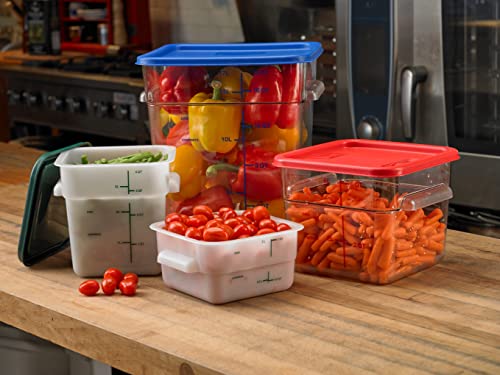 Carlisle FoodService Products Squares Square Food Storage Container with Stackable Design for Catering, Buffets, Restaurants, Plastic, 4 Quarts, White