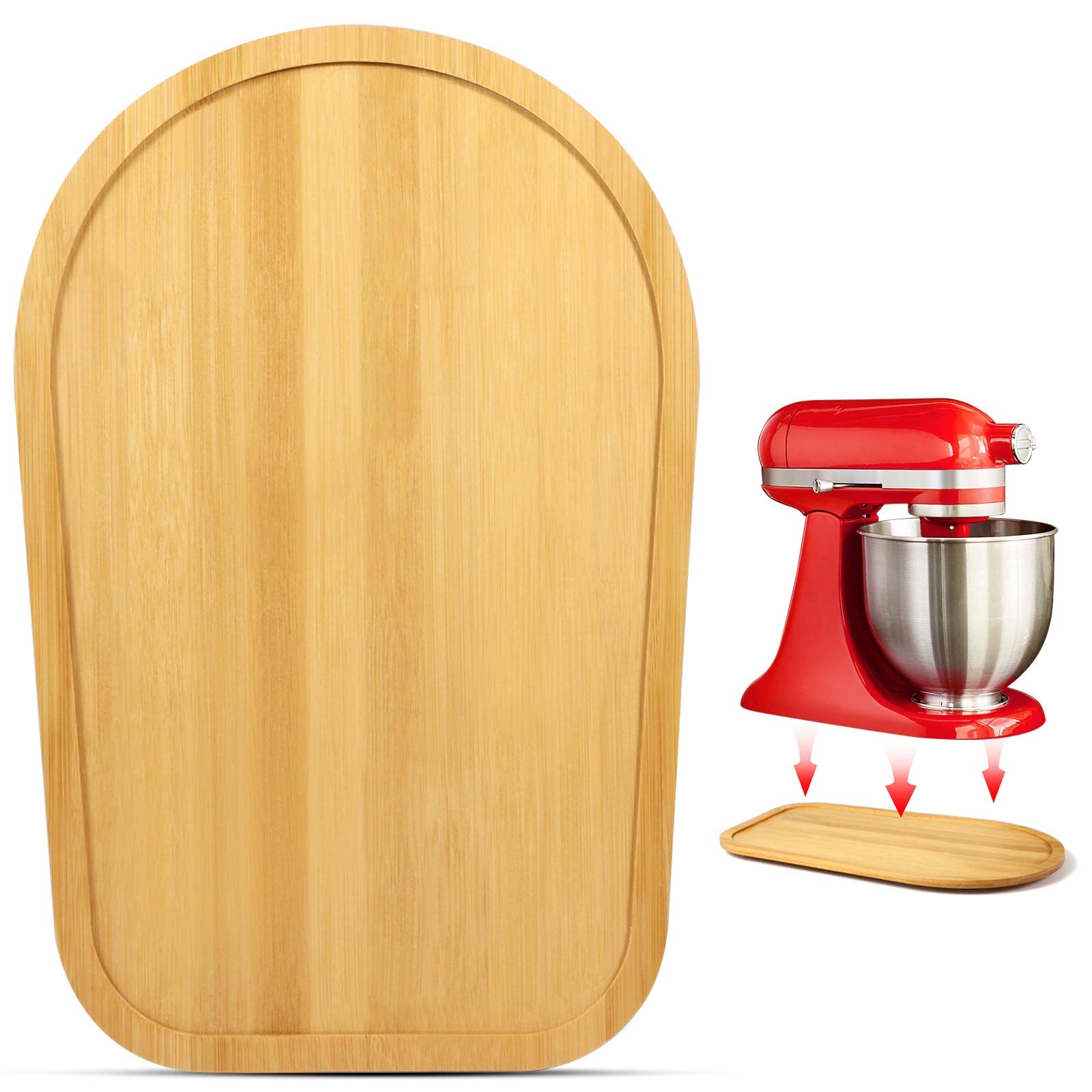 Bamboo Mixer Slider Mat, Kitchen Appliance Slider Compatible with Kitchenaid 4.5-5 Qt Tilt-Head Stand Mixer, Mixer Mover Sliding Caddy Tray, Kitchen Aid Mixer Accessories (Small)