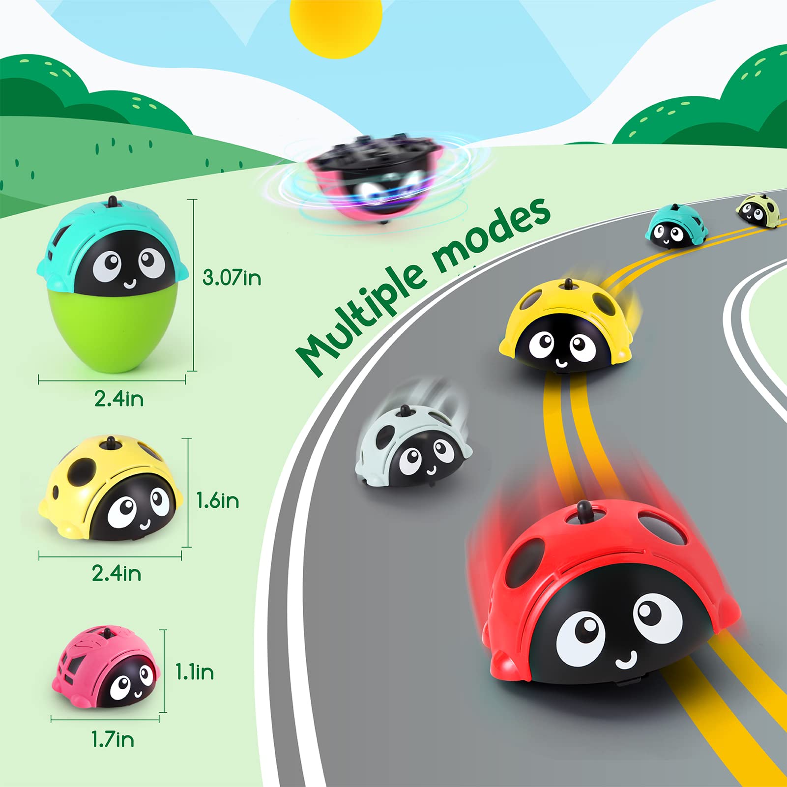 Hamdol Pull Back Cars Friction Powered Cars, Multi-Function 360° Rotating Spinning Top, Push and Go Back and Forth Car Toys Vehicles Play Set, Christmas & Birthday New Year Gifts for Kids(8 Sets)