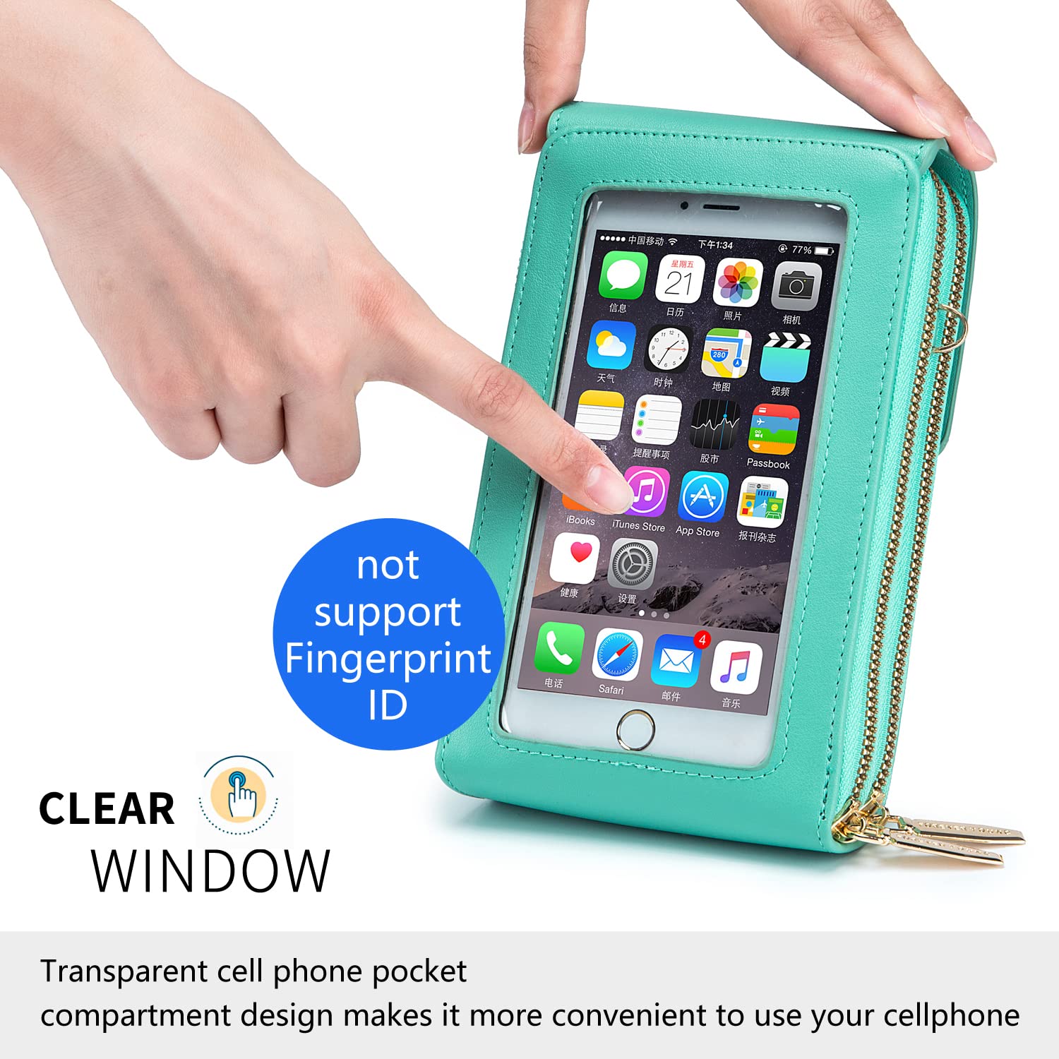 Roulens Small Crossbody Cell Phone Purse for Women, Touch Screen Bag Shoulder Handbag Wallet with Credit Card Slots