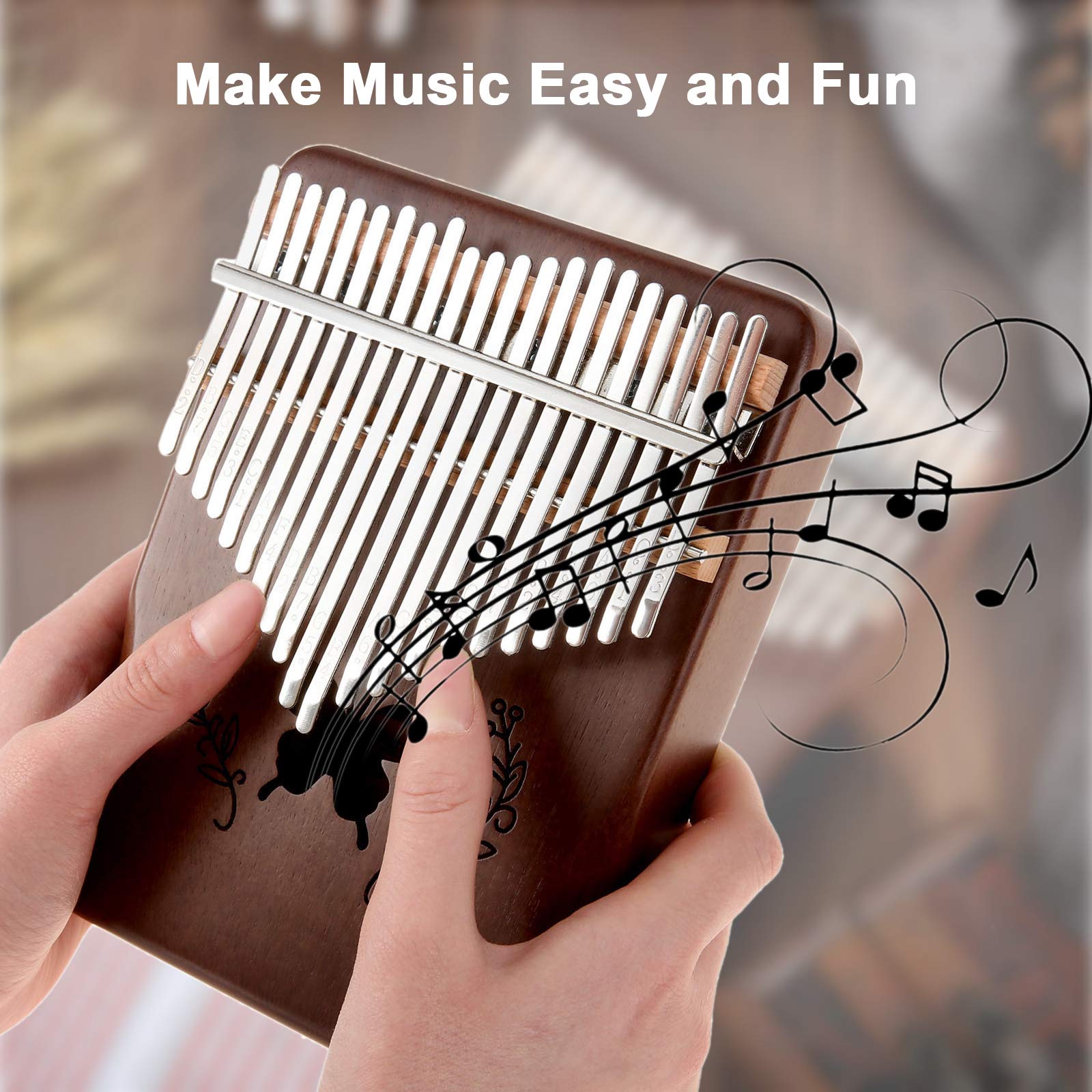 Lemfema Kalimba Thumb Piano 21 Keys, Portable Mbira Finger Piano Gifts for Kids and Adults Beginners(Brown)