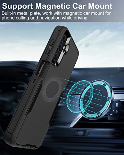 Dahkoiz for Samsung Galaxy A14 5G Case, with Tempered Glass Screen Protector and Dust-Proof Port Cover, Full Body Protection Rubber Cover Phone Case for Samsung Galaxy A14 5G, Black/Black