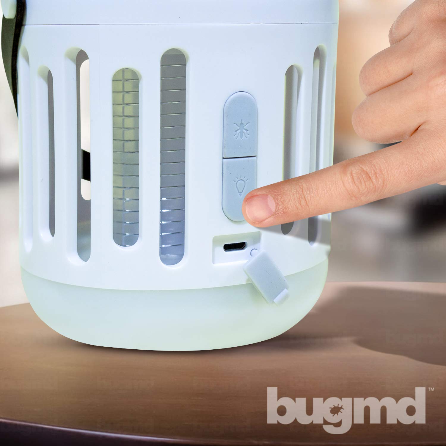 BugMD Zap Trap, Battery or USB Powered 2-in-1 Lamp and Bug Zapper with UV and LED Light, Portable Light for Indoor Spaces
