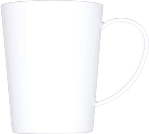 Carlisle FoodService Products Mug Plastic Coffee Mug with Large Handle for Buffets, Home, and Restaurant, Tritan, 12 Ounces, White