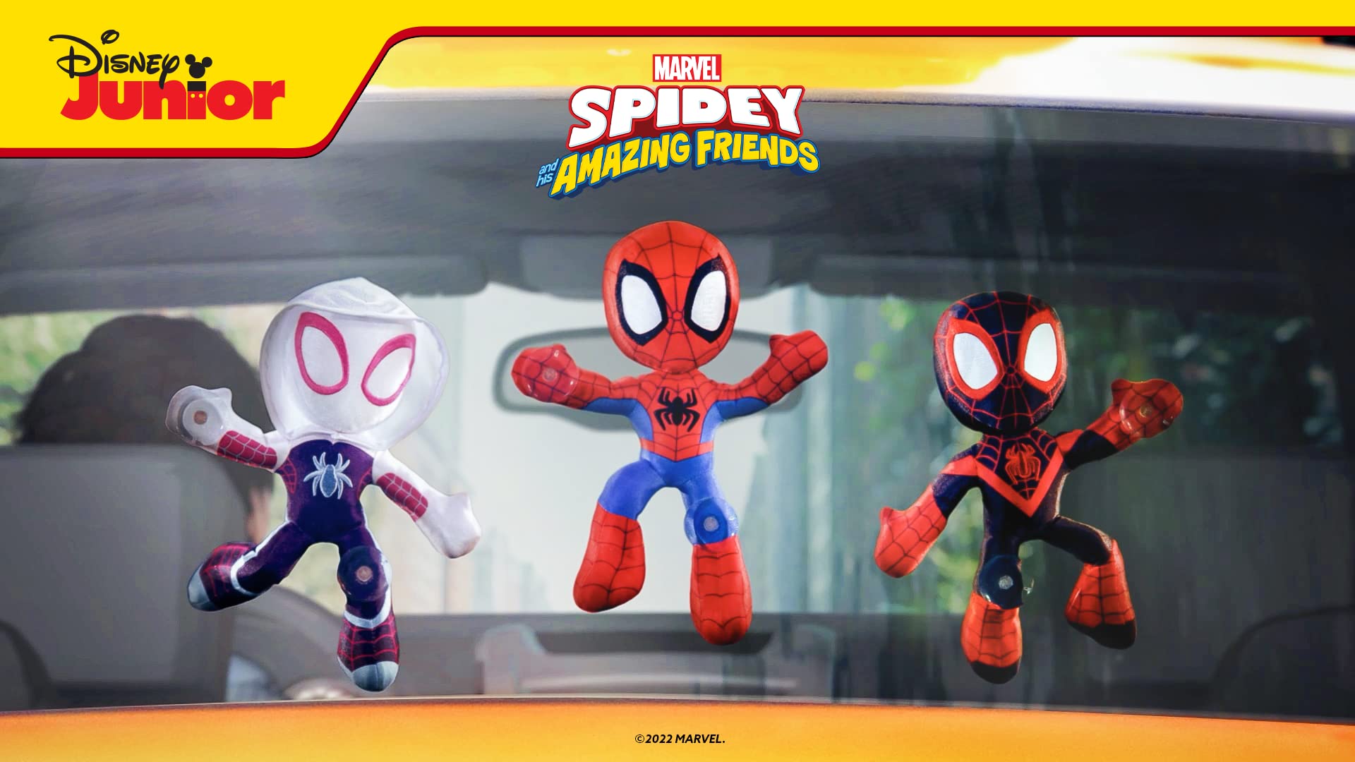 Marvel Spidey and His Amazing Friends Web Clinger Miles Morales Plush - 9” Poseable Plush with Suction Cups - Sticks to Walls, Windows & More