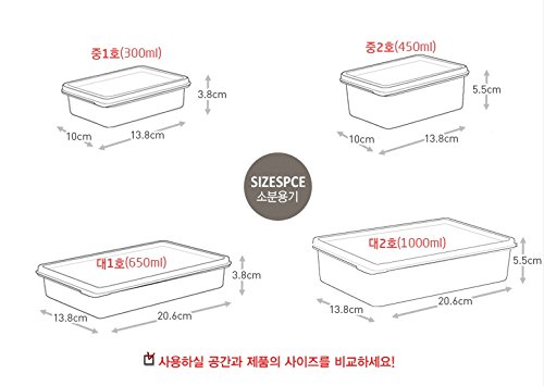 Living Innovation Kitchen Refrigerator Organizer, Fridge and Freezer Storage, Food Containers with Lids M2(4P)+L1(6P)+L2(4P) Total 14P Extended Set C