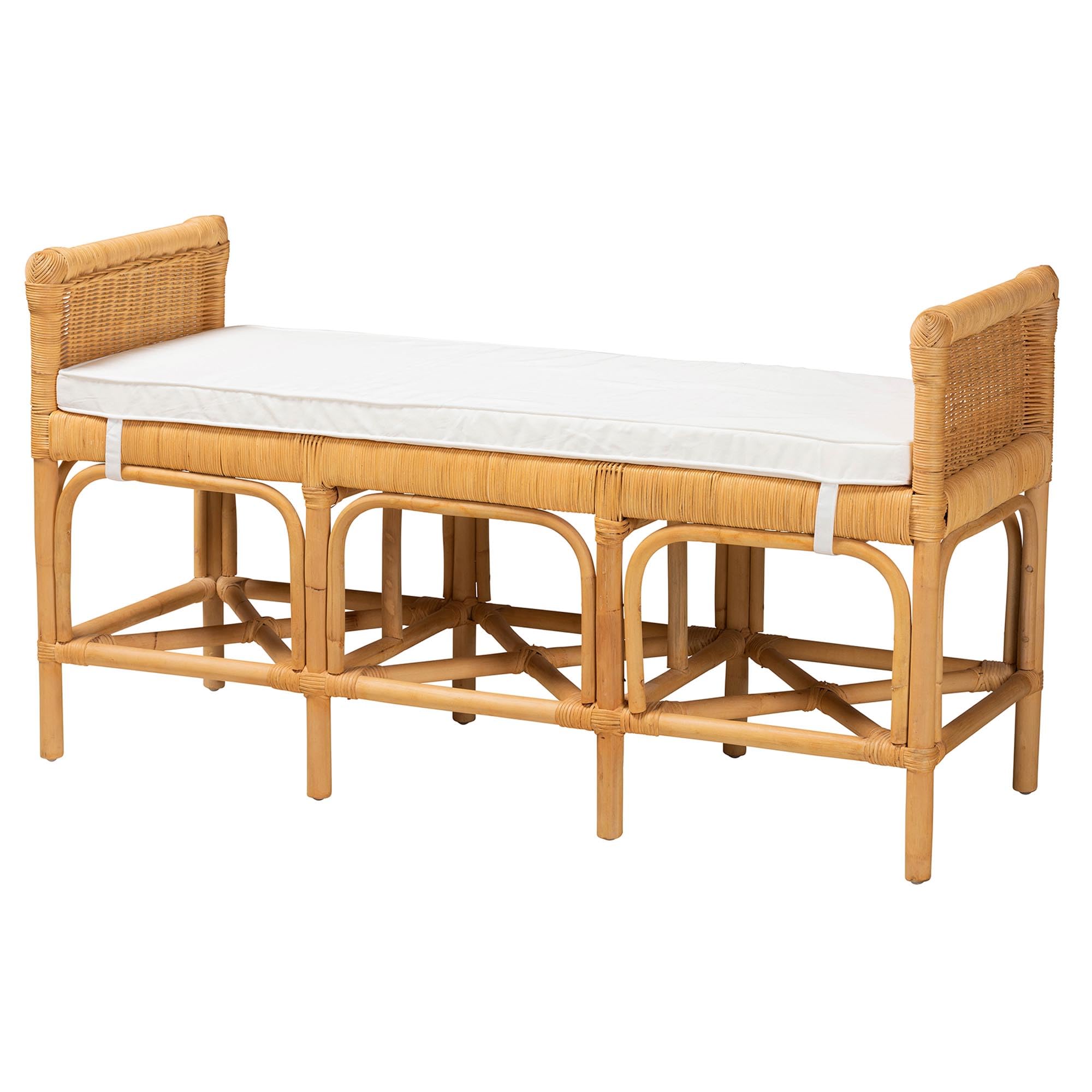 Baxton Studio Nairi Natural Rattan Accent Bench, One Size, Light Honey