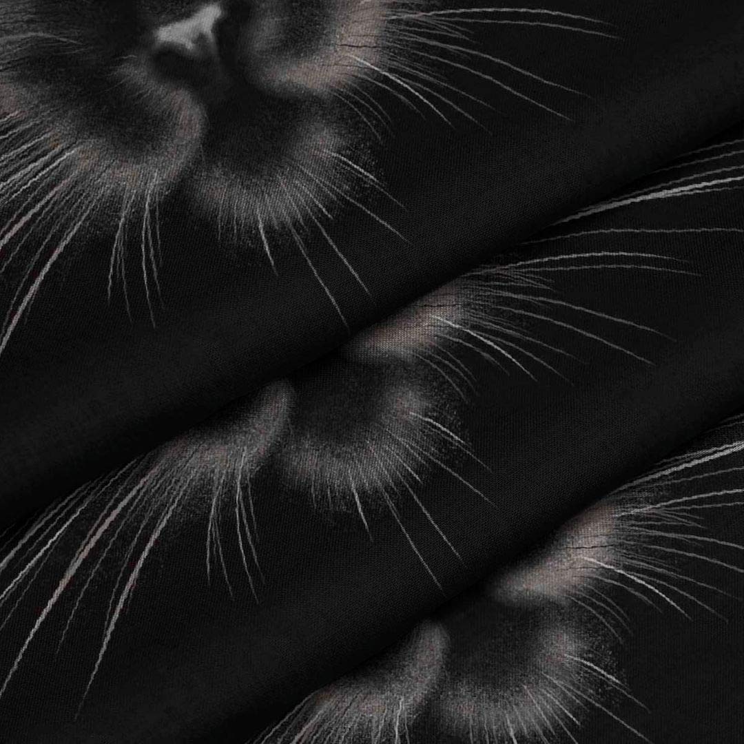 Erosebridal Animal Duvet Cover King Size Pet Cat Comforter Set Black Cat with Yellow Eyes Printed Bedding Set for Girls Boys, Bed Decor 3 Pcs with 2 Pillowcases, Zipper Closure