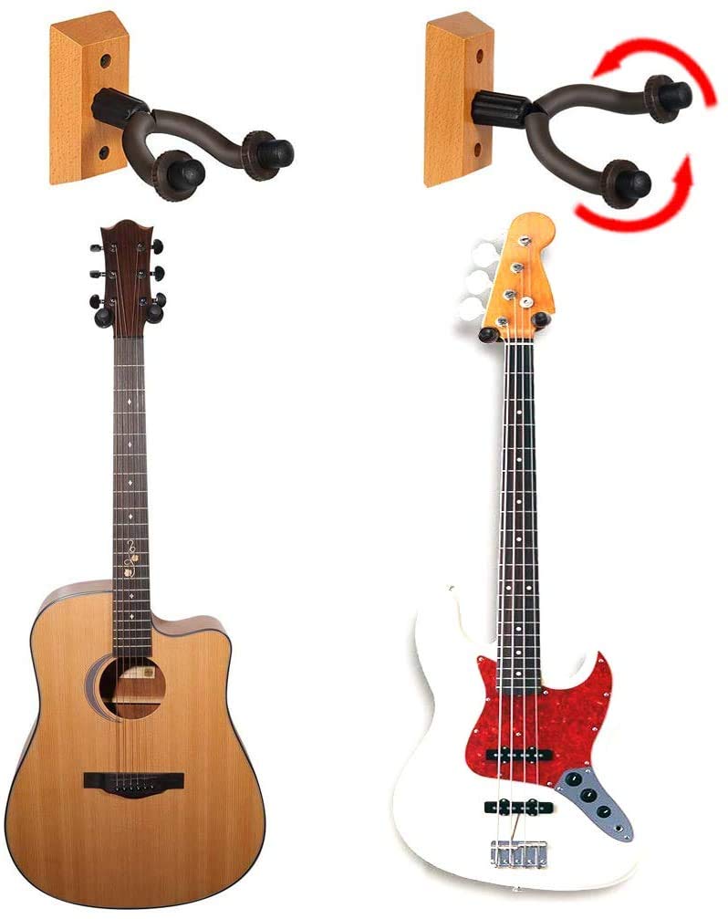 Lejoy Guitar Hangers Wall Mounts Holder Stand for Acoustic Electric Guitar Bass Ukulele-Beech wood (2-pack)