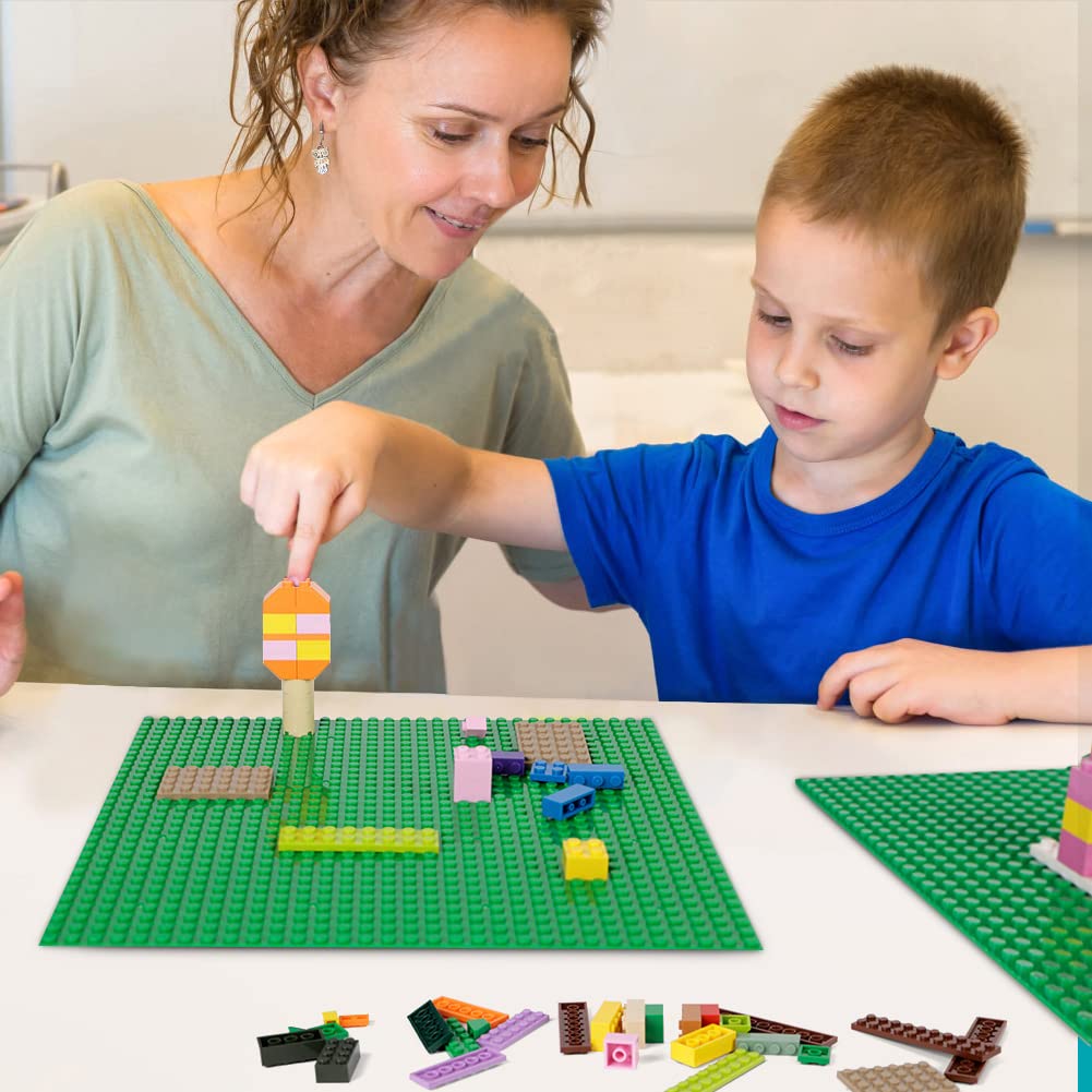 Lekebaby Classic Baseplates Building Base Plates for Building Bricks 100% Compatible with Major Brands-Baseplates 10" x 10", Pack of 12