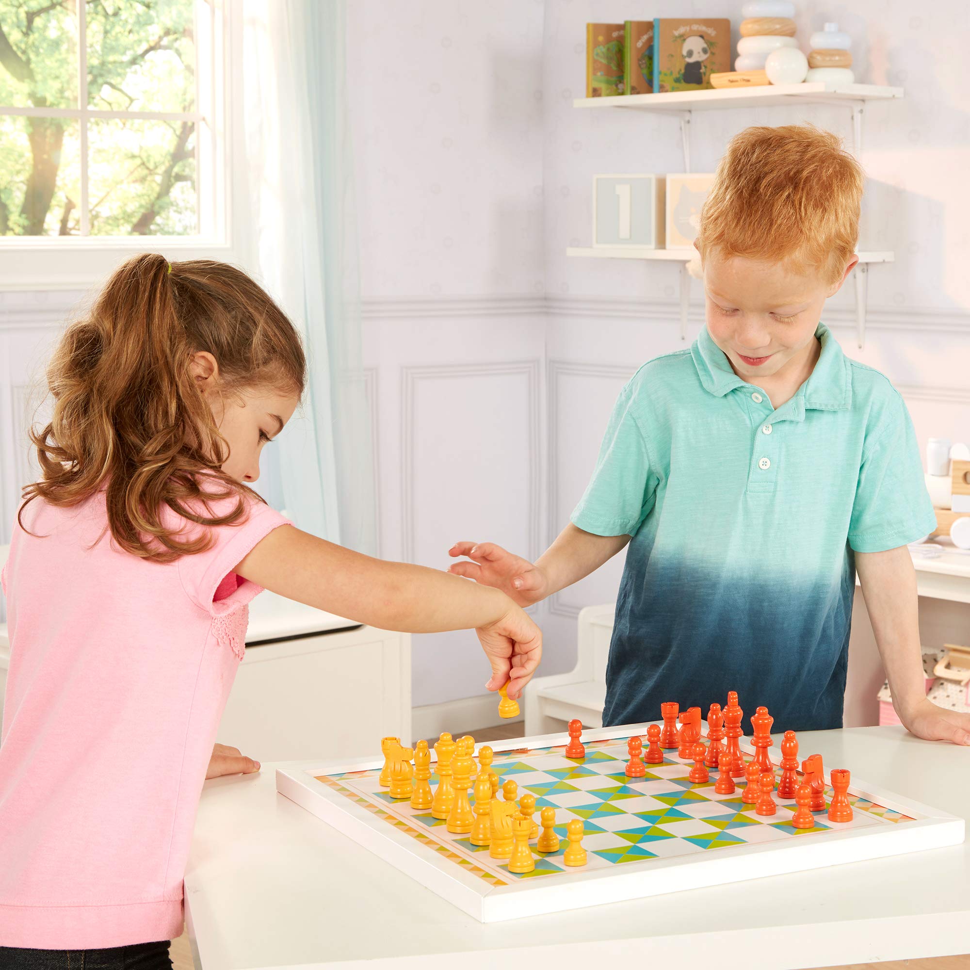 Melissa & Doug Double-Sided Wooden Chess & Pachisi Board Game with 42 Game Pieces (17.5†W x 17.5†L x 1.5†D)