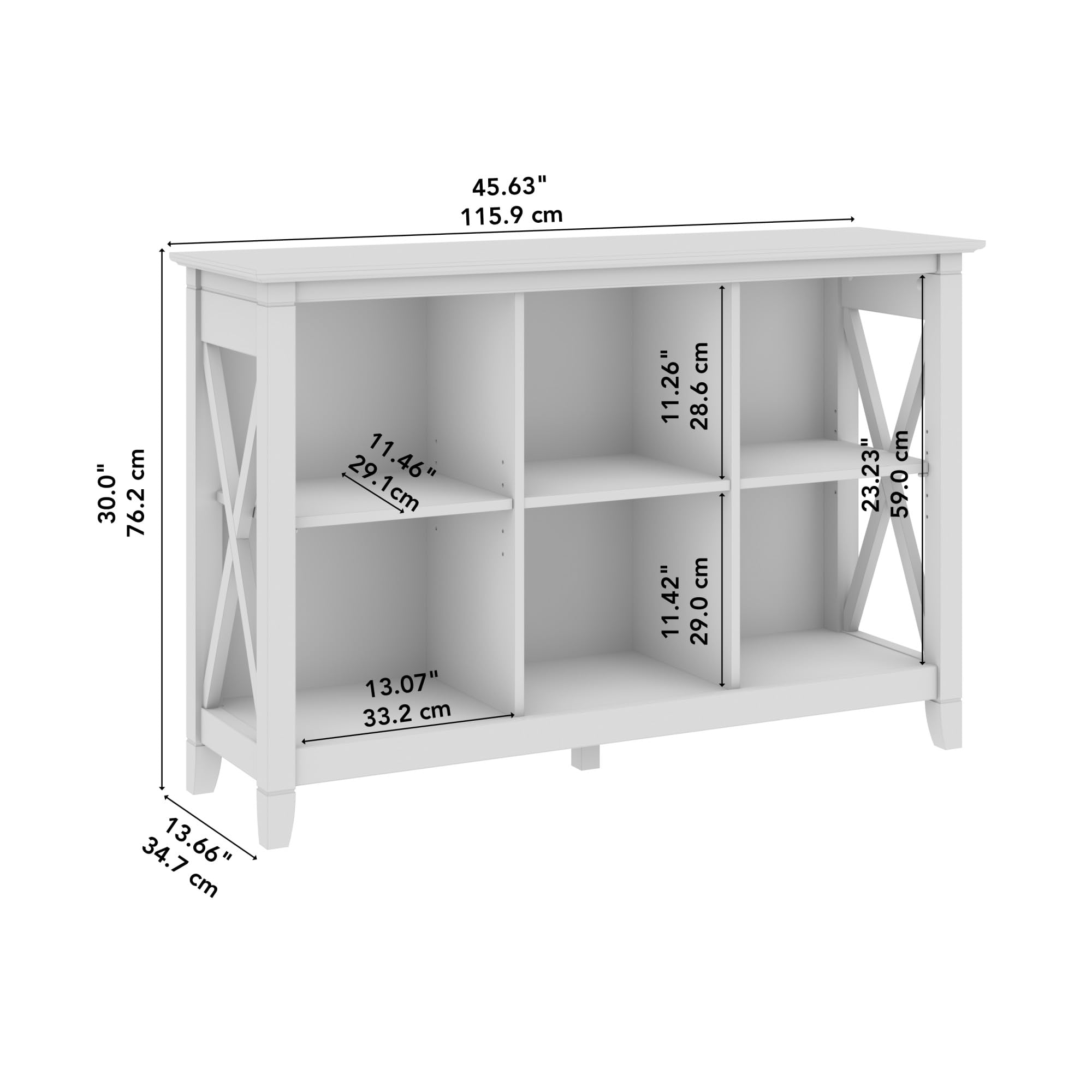 Bush Furniture Key West 6 Cube Bookcase in Washed Gray, Small Organizer for Home Office, Living Room, and Entryway