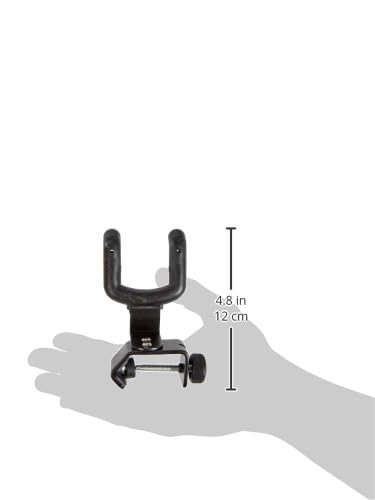 K&M König & Meyer 15590-000-55 Ukulele/Mandolin Holder For Mic Stands | Flexible U Mount Hanger | Rubber Covered Support Arms | Music Stand Tube Clamp | Sturdy Secure | Portable | German Made Black