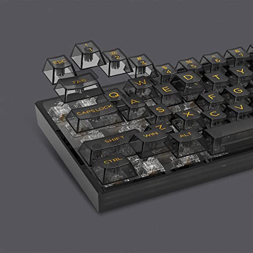 dagaladoo 140 Keys Black Clear Keycaps Full Set, Custom Cherry Profile Keyboard Keycaps, XVX Transparent PC Material Keycaps for 60% 65% 75% 100% Cherry Gateron Mx Switches Mechanical Keyboard