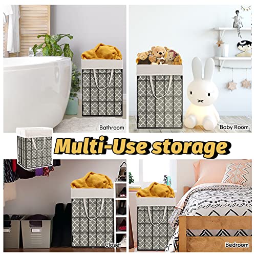 GALMAXS7 Laundry Basket Hamper Large Collapsible Metal Laundry Basket with Removable and Washable Bag Heavy Duty Laundry Basket Wire Frame Clothes Hampers for Laundry Bedroom Towels Toys