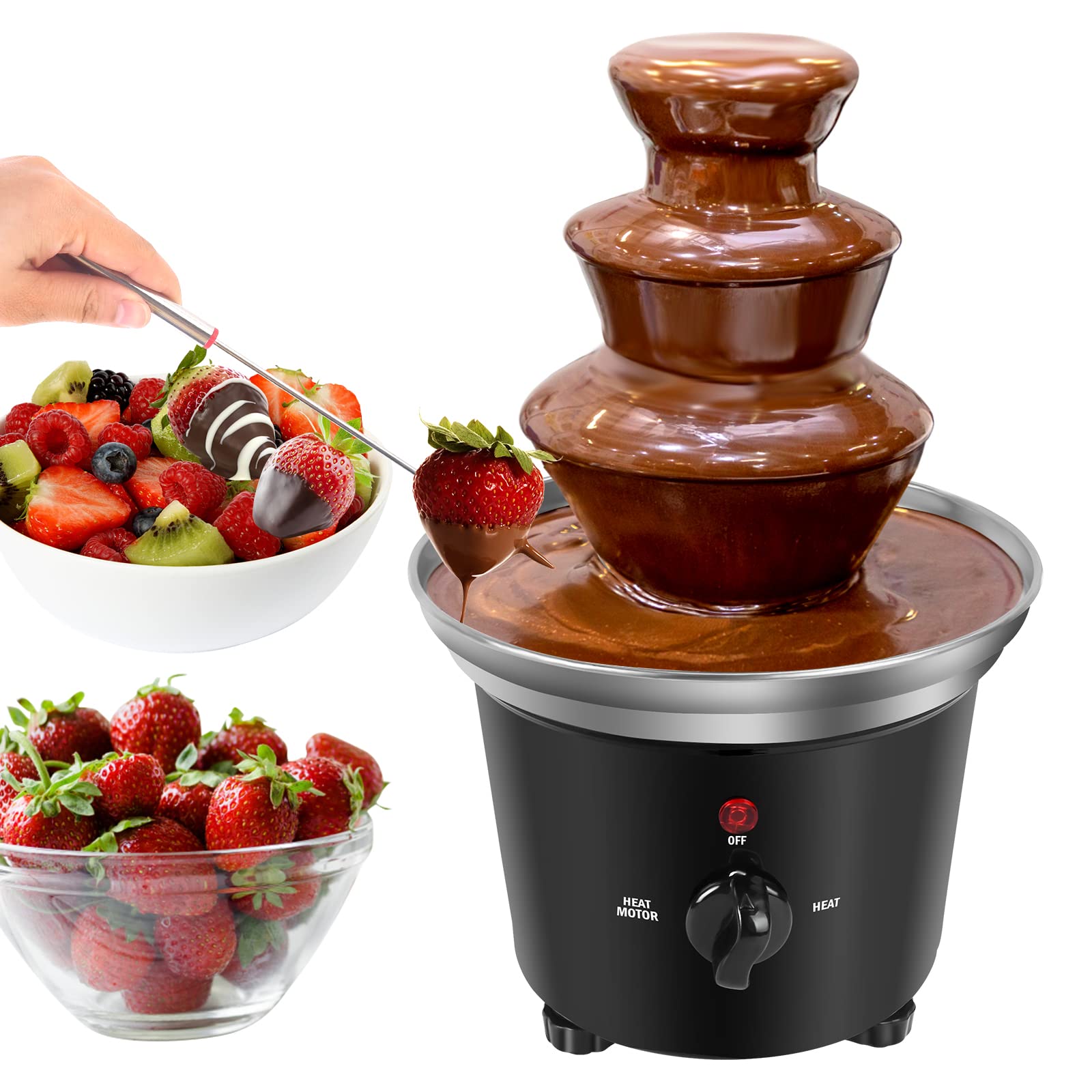 Chocolate Fondue Fountain,Plastic Chocolate Melt Dipping Machine Warmer 20oz 1.2 Pound,BPA Free 3 Tier Mini Melting Tower for Mother's Day Party,Christmas Party, Family Gathering,Wedding
