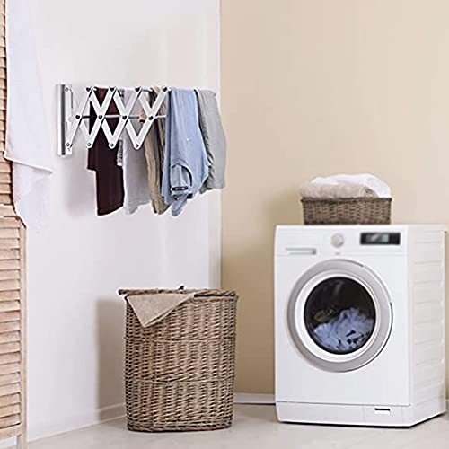 EAFTOS Fold Away Clothes Dry Racks Wall Mounted Space-Saver, Hanger Socks Drying Racks Retractable Easy to Install Design (Color : Silver, Size : 70x30cm)