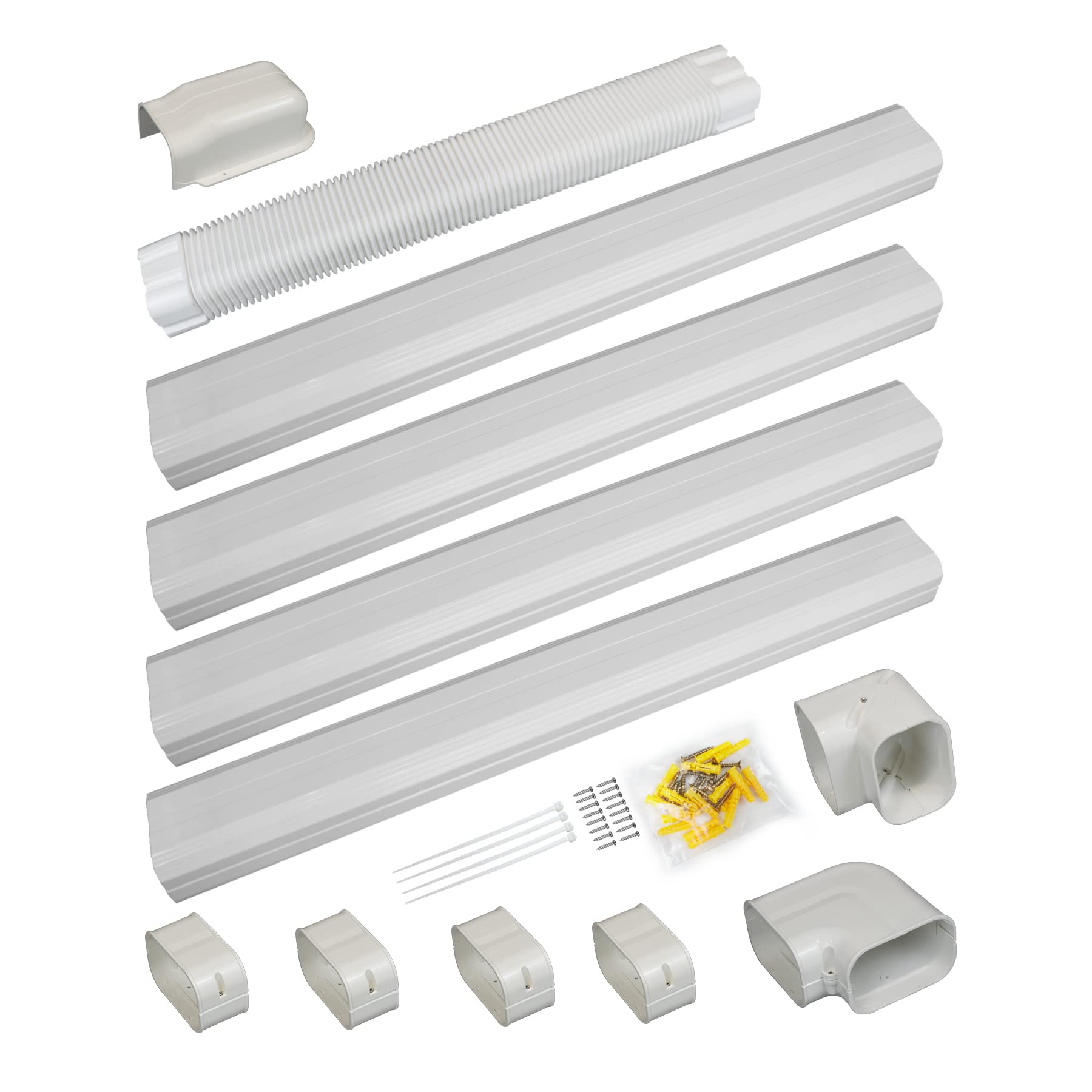 Mxclimate 4" 17Ft PVC Line Set Cover Kit for Mini Split and Central Air Conditioners,AC Heat Pump Systems,Decorative Tubing Pipe Covers,Brown