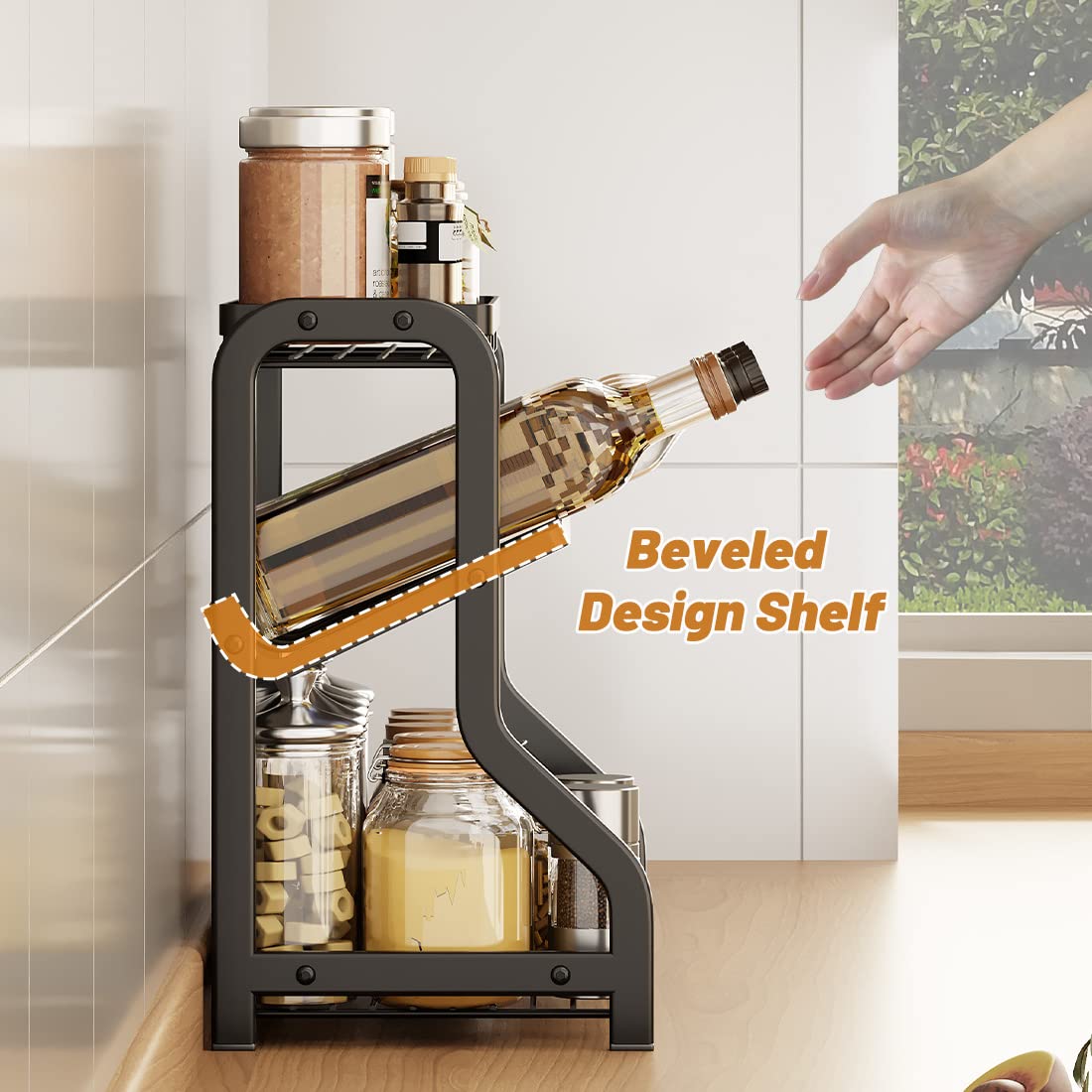 Cabinet Storage Shelf Organizer Rack, Heavy Duty Cupboard Stand Spice Rack Adjustable Height Pantry Garage Shelf Space Riser for Counter Kitchen and Bathroom Organization