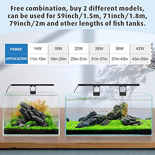 hygger Clip On Full Spectrum Aquarium LED Light, 14W Day-Night Dual Timer Sunrise-Day-Sunset-Moon Fish Tank Light, Adjustable Timer Brightness with 9 Colors for Planted Tank