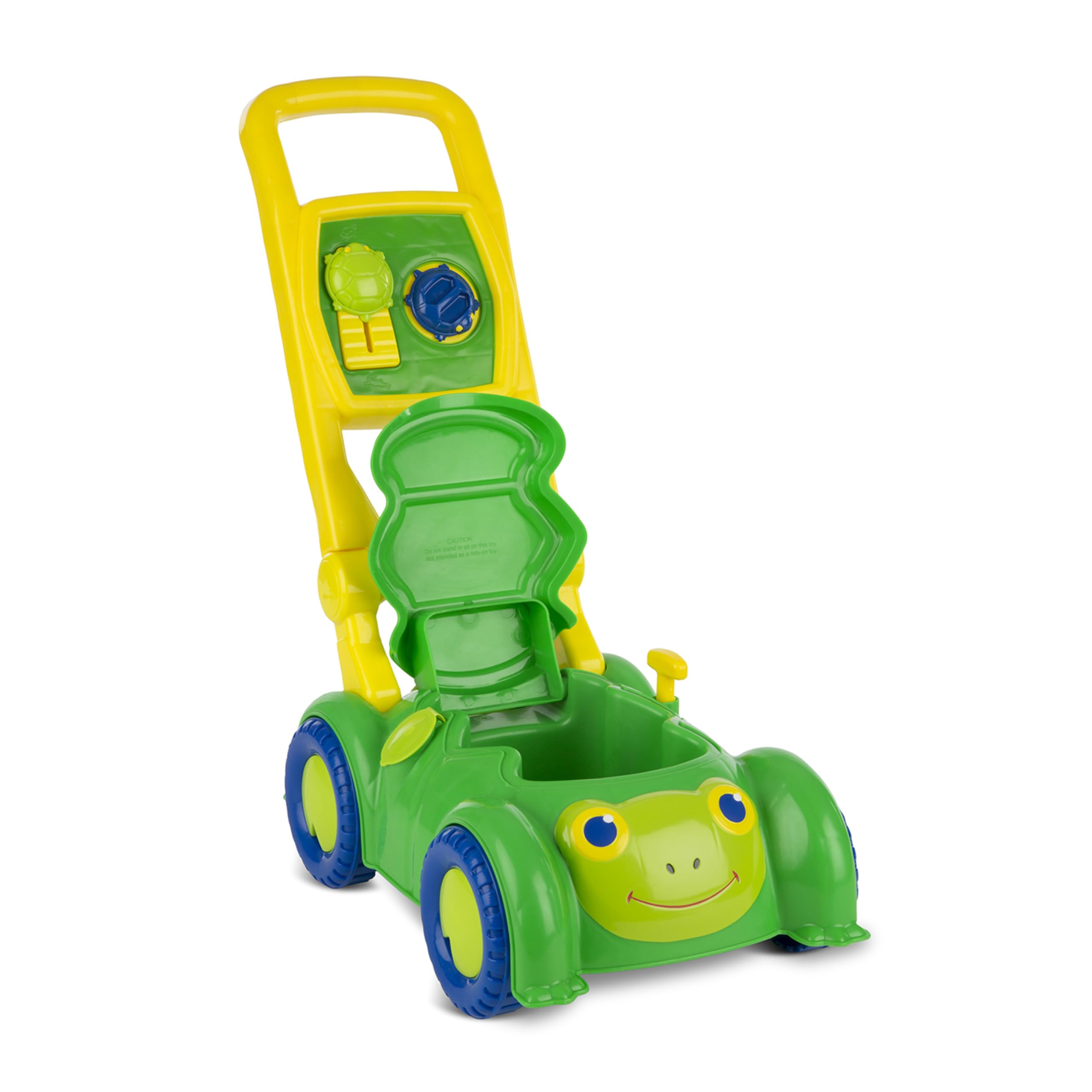 Melissa & Doug Sunny Patch Snappy Turtle Lawn Mower - Pretend Play Toy for Kids - Turtle-Themed Pretend Kids Lawn Mower Developmental Push Toy For Toddlers