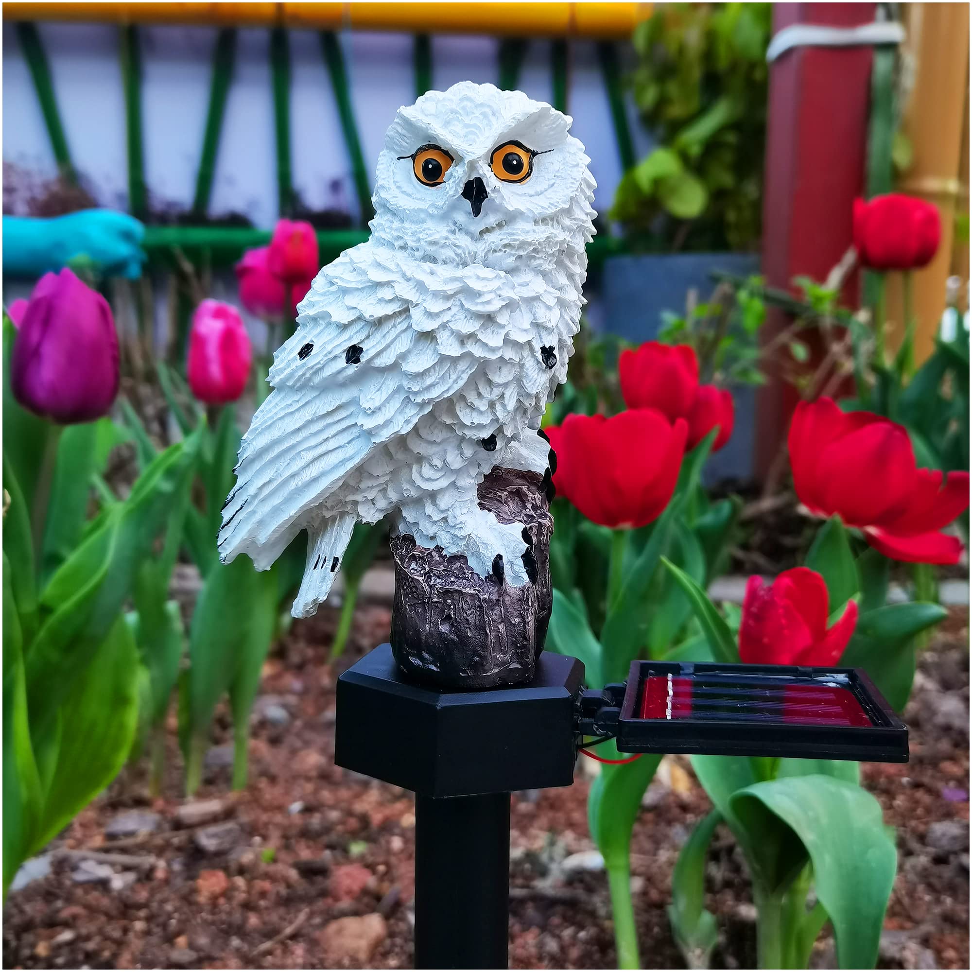 MXJIAELE Owl Gifts Solar Lights Garden for Home Decorations Owls Night Lights for Outdoor Garden Yard White Owls LED Light Stake Garden Decor(White)