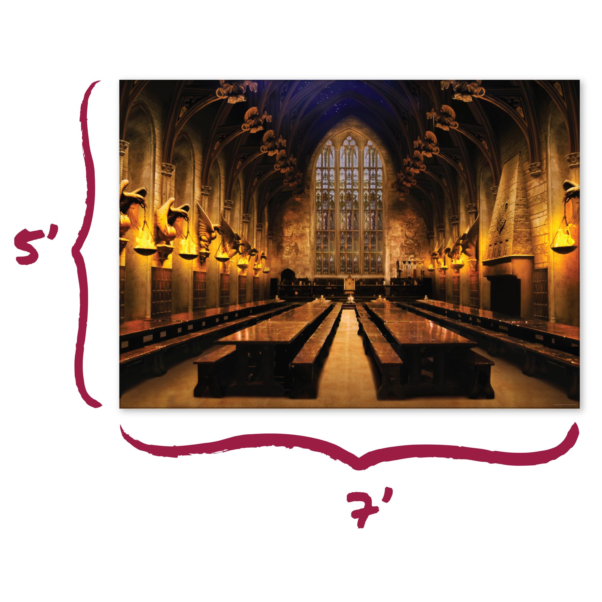 Conquest Journals Harry Potter Hogwarts Great Hall Backdrop Wall Banner, Large Photo Backdrop, Party Decoration, Wizarding World Room Decor, 5ft x 7ft (60'' x 84''), Officially Licensed