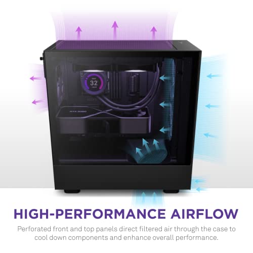 Intel Core i5-13600KF Desktop Processor 14 cores (6 P-cores + 8 E-cores) 24M Cache, up to 5.1 GHz & NZXT H5 Flow Compact ATX Mid-Tower PC Gaming-Case – High Airflow Perforated Front Panel – Black