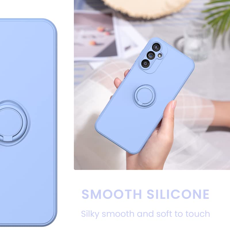 DagoRoo for Samsung Galaxy A14 5G Liquid Silione with Tempered Glass Screen Protector Case, Galaxy A14 5G with Kickstand Soft Slim Shockproof Protective Cases | Anti-Scratch Microfiber Lining (Purple)