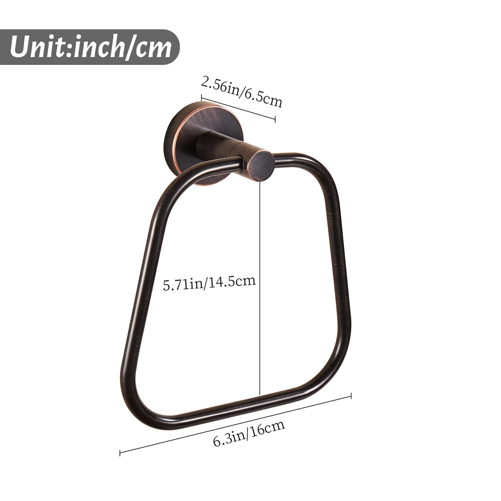 Bronze Hand Towel Holder, Bathroom Towel Ring Oil Rubbed, Bath Hand Towel Hangers Wall Mounted Farmhouse Rustic ORB Stainless Steel Trapezoid