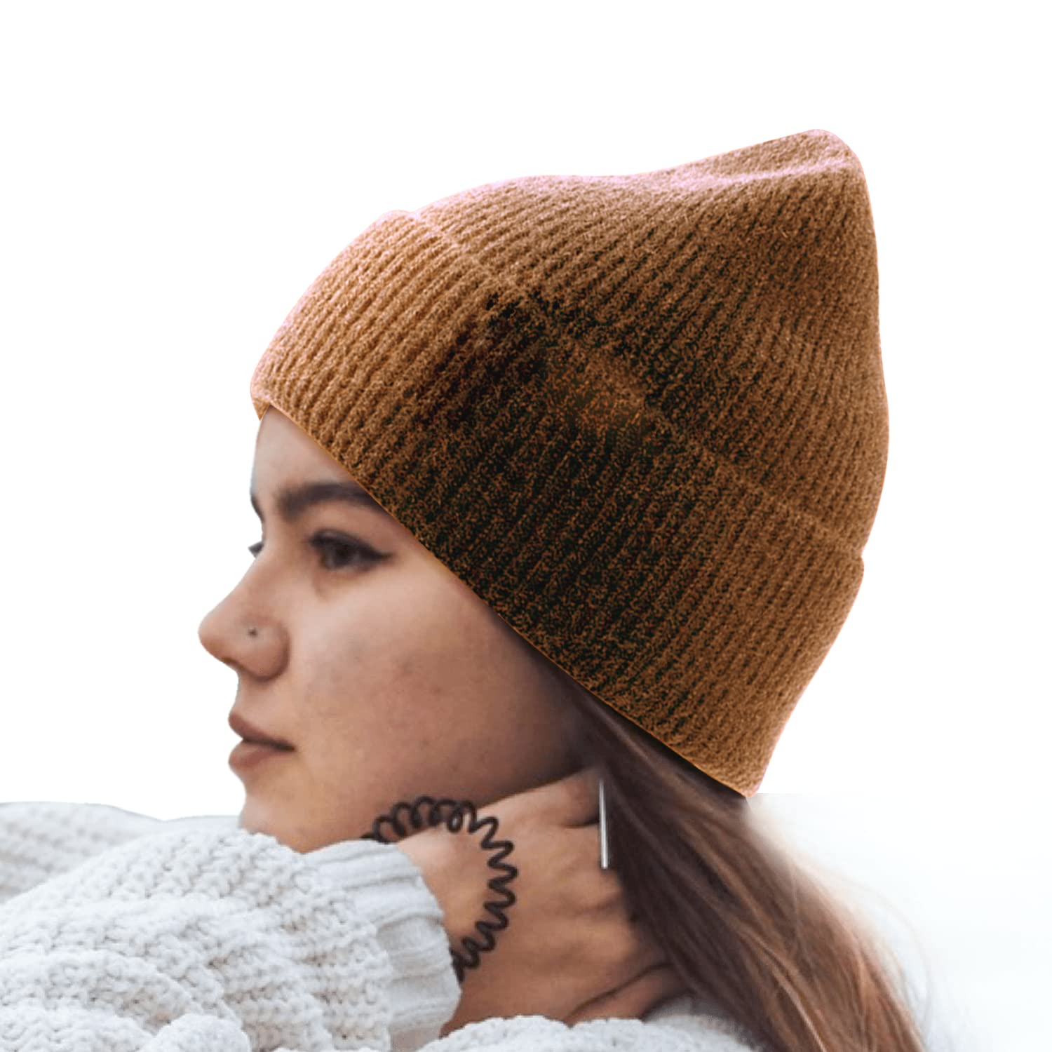 BELTONI Knit Beanie Hat for Men&Women, Daily Plain Winter Hat, Stretchy Striped Cuffed Winter Hat Black