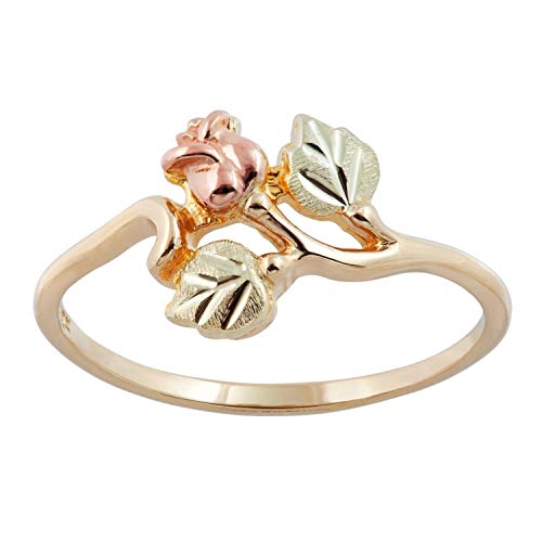 Black Hills Gold Sterling Silver or Yellow Gold Rose Ring (MR1418 / G1418) (Yellow Gold, 7.0)
