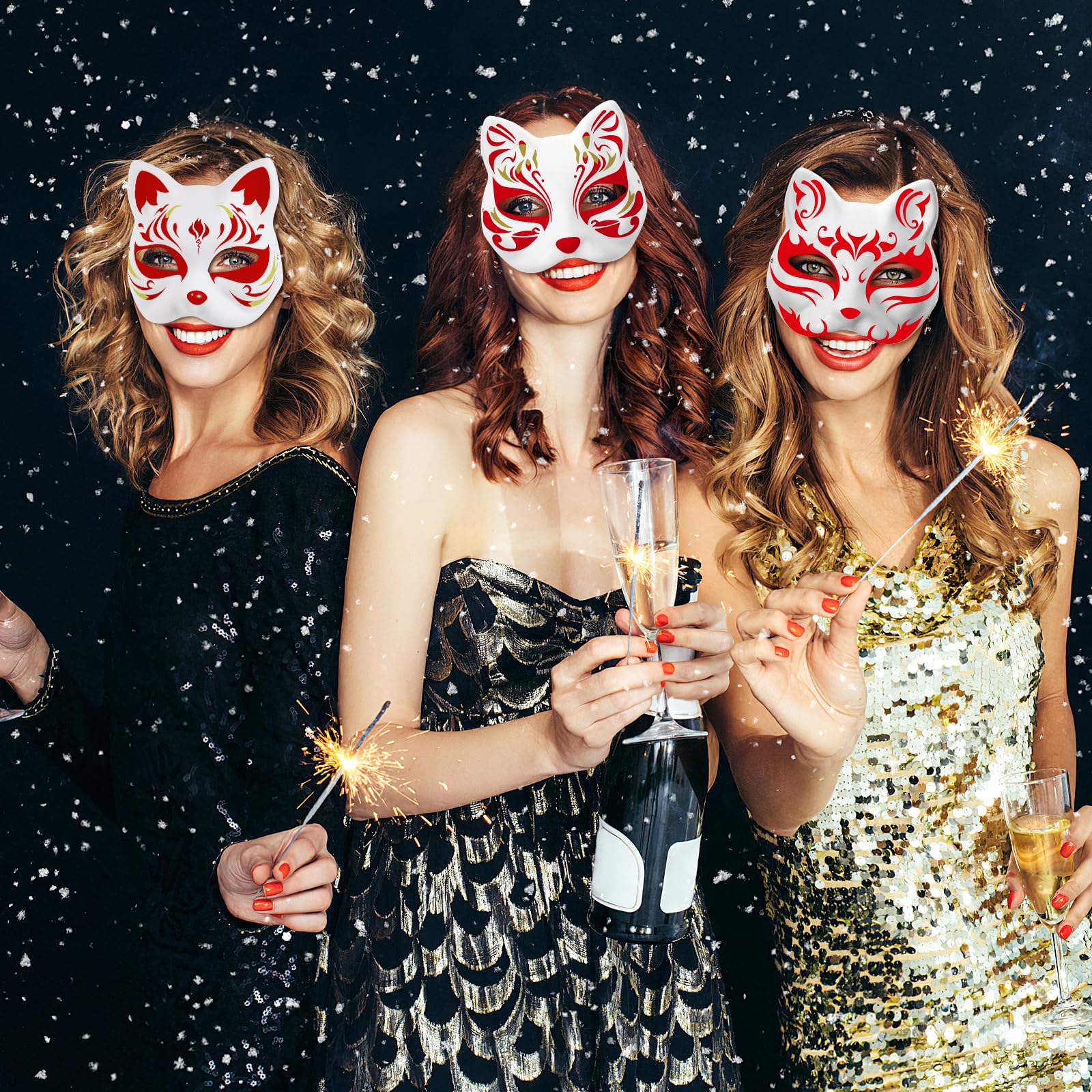 NUOBESTY 10 Pcs White Face Paper Masks Blank Mask for Decorating DIY Painting Masquerade Cosplay Party (Cat Style)