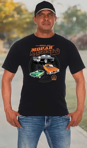 Men's Mopar Maddness T-Shirt Short Sleeve Black Crew Neck Shirt (2X, Black)