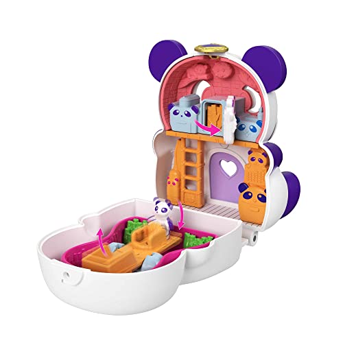 Polly Pocket GTM58β Flip & Find Panda Compact, Flip Feature Creates Dual Play Surfaces, Micro Doll, Panda Figure & Surprise Reveals, Great Gift for Ages 4 Years Old & Up, 10.0 cm*5.0 cm*9.0 cm