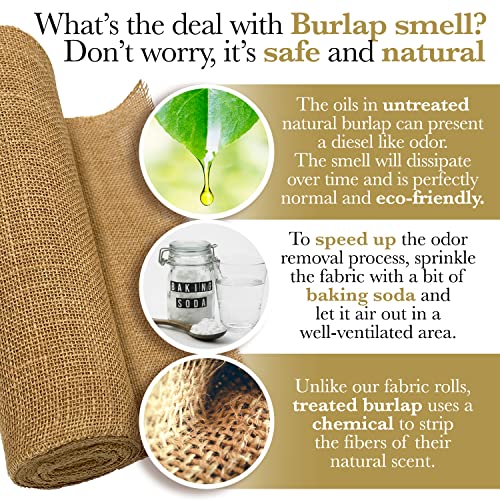 Natural Burlap Table Runners – 12 Inch x 30 Foot Burlap Roll for Dining Room Table, Mantel and Outdoors – Rustic Farmhouse Jute Table Runner Décor for Parties, Weddings, and Holidays