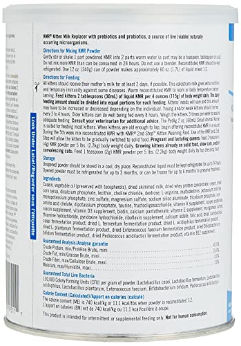PetAg KMR Kitten Milk Replacer Powder - Prebiotics and Probiotics for Newborn to 6 Week - 12 oz Powdered Drink Mix