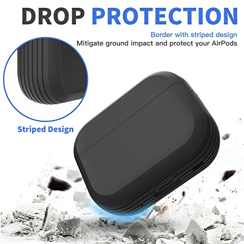 DamonLight AirPods Pro 2 Case Rugged Case Shock Proof Protective Cover for Apple AirPods Pro 2nd Generation Case 2022 Released (Black)