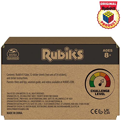 Rubik's Cube, Original 3x3 Puzzle Brain Teaser Fidget Toy with Removable Interchangeable Mod Stickers to Customize, for Adults & Kids Ages 8 and up