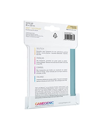 Prime Board Game Sleeves | Pack of 90 Extra-Clear Sleeves | 81 by 122 mm Card Sleeves Optimized for Use with Dixit and Mysterium | Premium Card Protection | FFG Sand Color Code | Made by Gamegenic