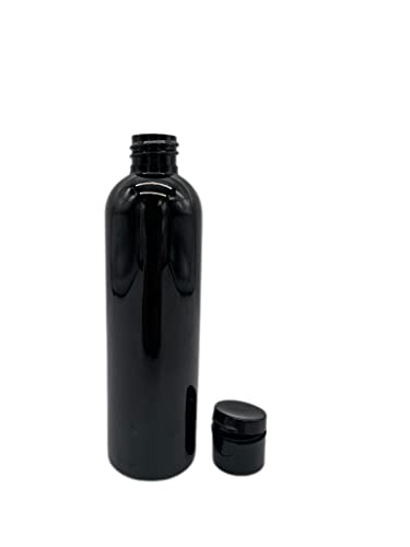 Natural Farms 4 oz Black Cosmo Plastic Bottles -12 Pack Empty Bottle Refillable - BPA Free - Essential Oils - Aromatherapy | Black Flip Top Snap Cap - Made in the USA