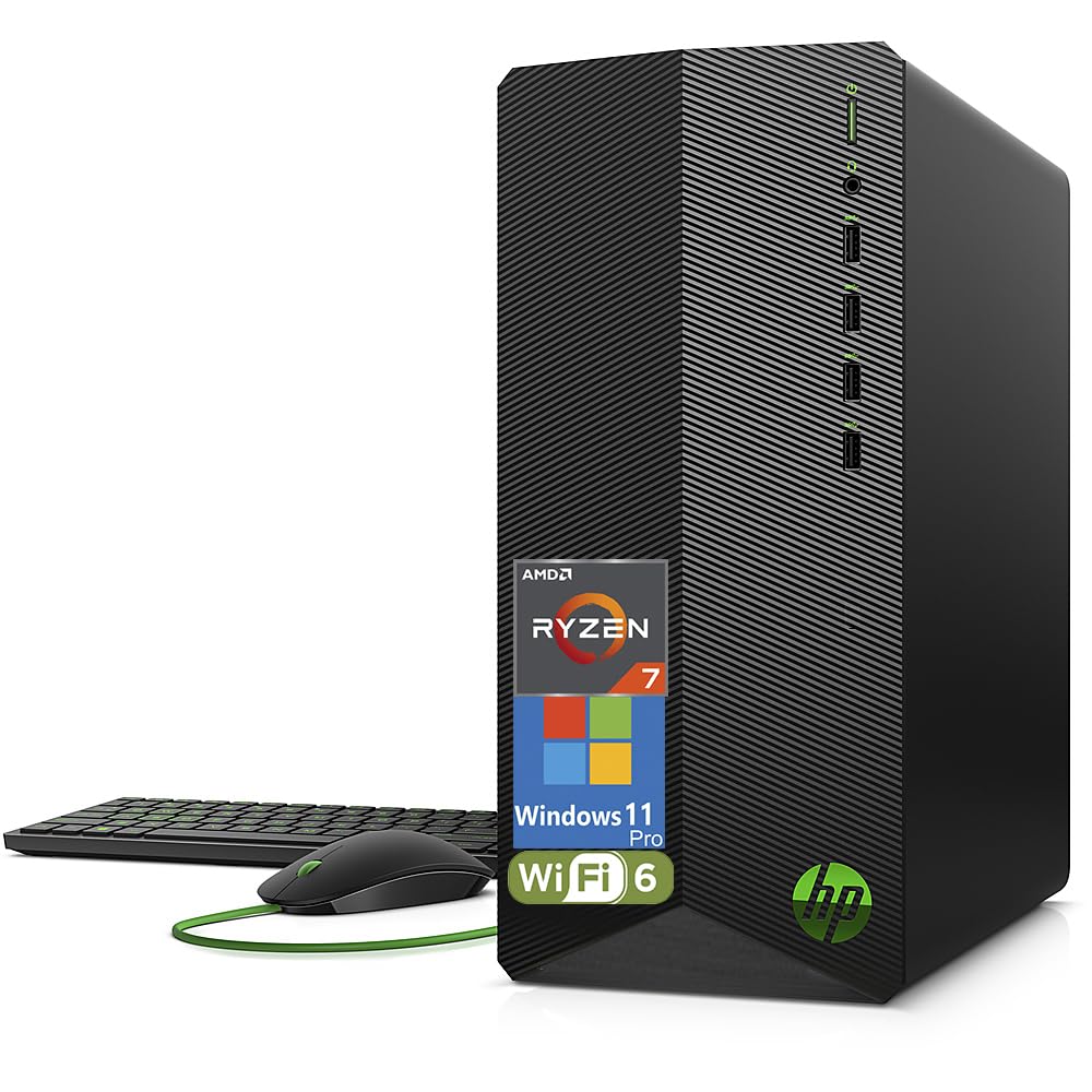 HP Pavilion Tower Desktop Computer, Octa-Core AMD Ryzen 7 5700G (Beat i7-11700K), 12GB DDR4 RAM, 4TB PCIe SSD, WiFi 6, Bluetooth, RJ-45, HDMI, VGA, Keyboard and Mouse, Windows 11 Pro, WE/PGPY
