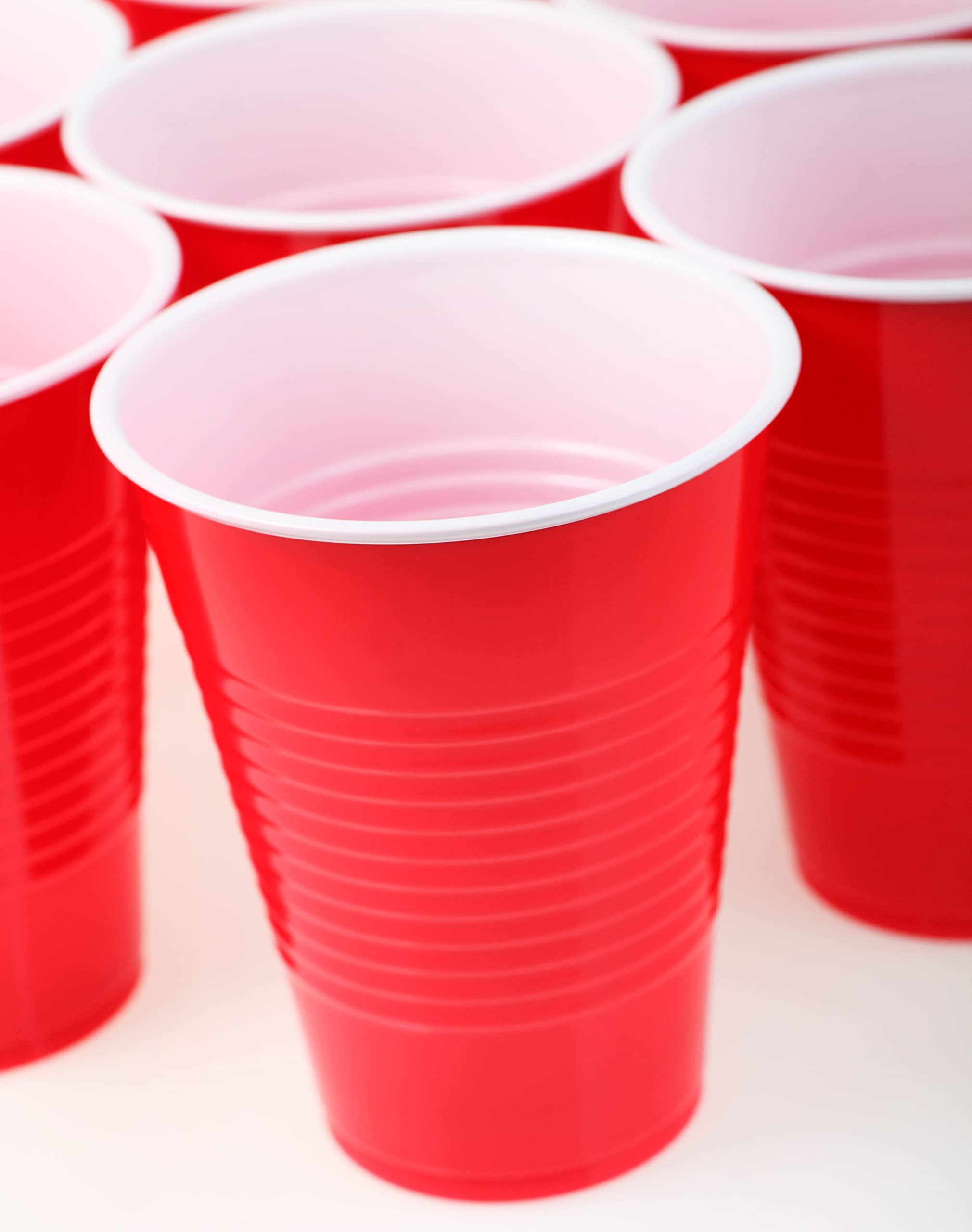 Bluetable Red Plastic Cups 16 oz Party Cup – 100 Count Bulk Red Thick Heavy Duty Cups Disposable 16 Ounce Big Drinking Cups for Pong Games Large 16oz cups [100 Pack]