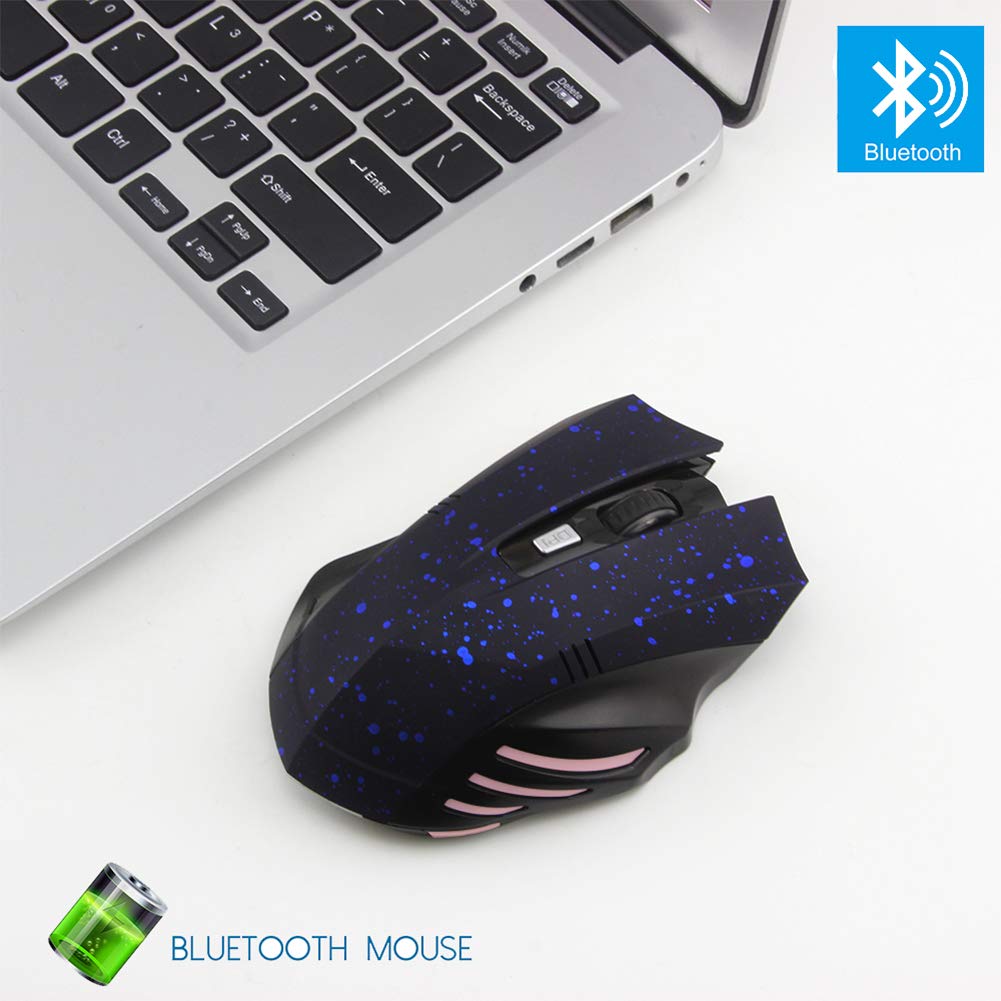 Bluetooth 3.0 Wireless Mouse, Ergonomic Portable Gaming Mouse Silent Rechargeable Optical Large Mice with 6 Buttons & 3 Adjustable DPI for PC Laptop Notebook Windows Android Mac OS (Dark Blue)