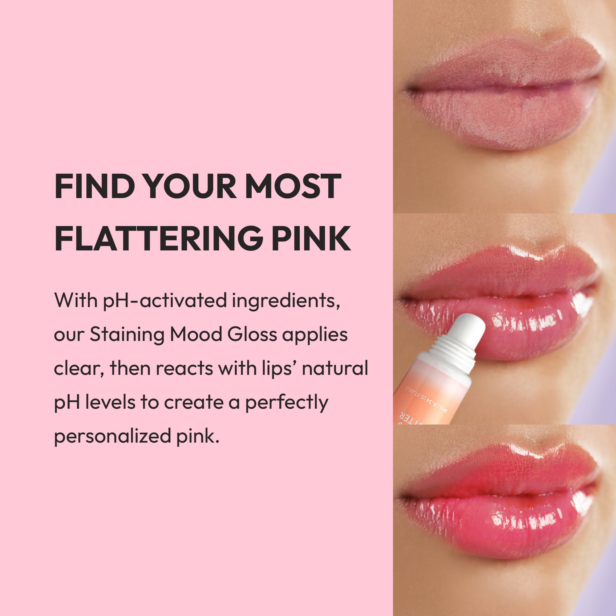 Ruby Kisses Staining Mood Lip Gloss, Mango Butter Infused for Hydration, PH-Activated Hue Change, Lightweight Feel, Non-Sticky Shine for Long Lasting Fuller & Smoother Lips (1pc)