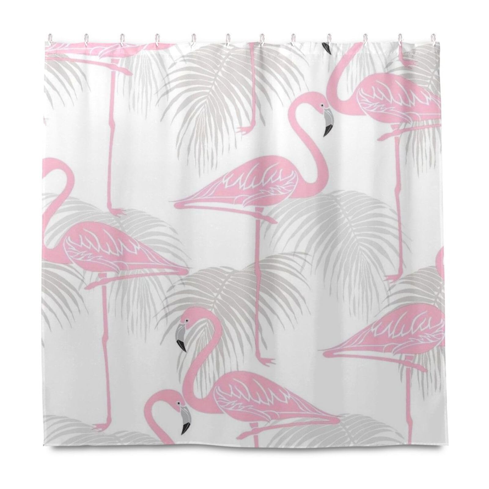 BLuevi Pink Flamingo Shower Curtain for Bathroom Waterproof Fabric with Hooks 72x72 Inch