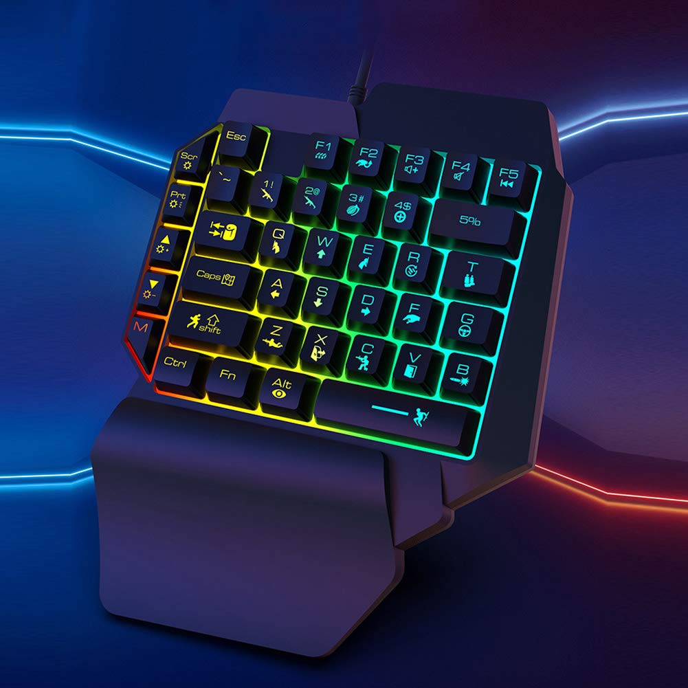 Pomya One-Handed Gaming Keyboard, Professional Gaming Keypad for PUBG Computer Mechanical Gaming Accessory with Eye-Catching Lighting